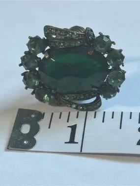 Jewelry | Vintageart Deco Inspired Emerald Green Crystal Cocktail Ring ...